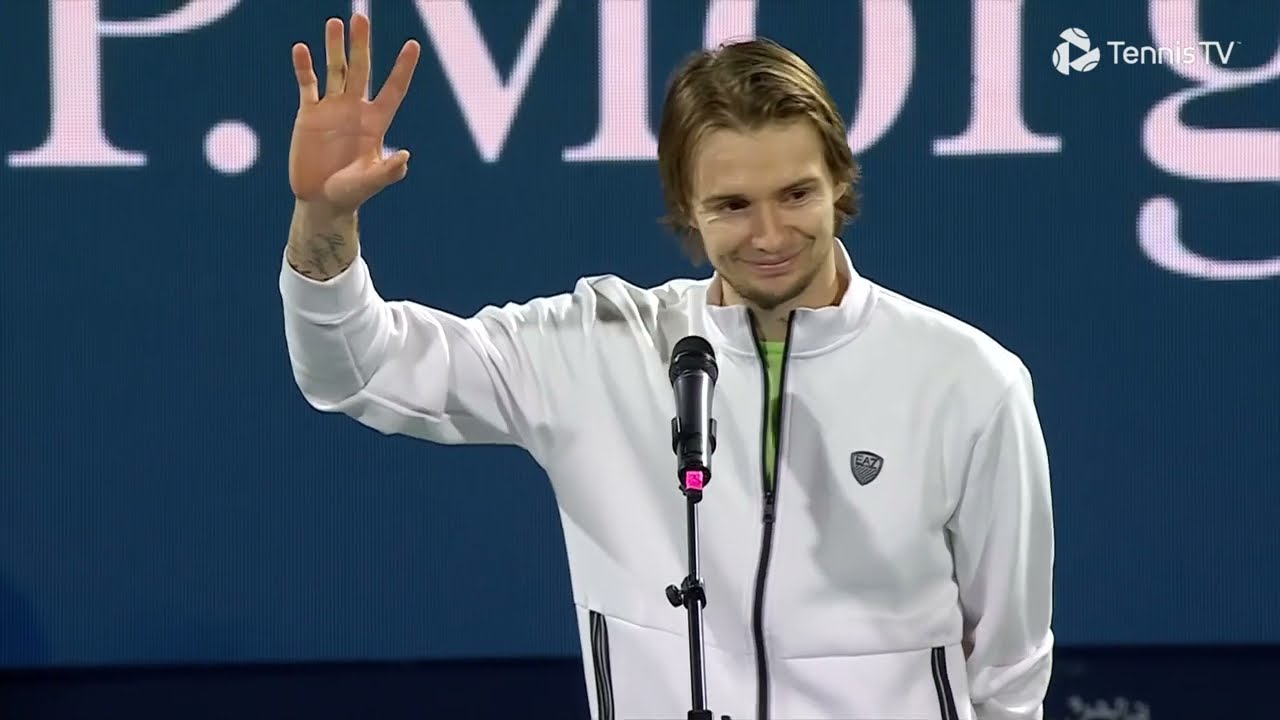 Alexander Bublik - Trophy Ceremony - 2024 Dubai Duty Free Tennis Championships - Dubai Duty Free ...